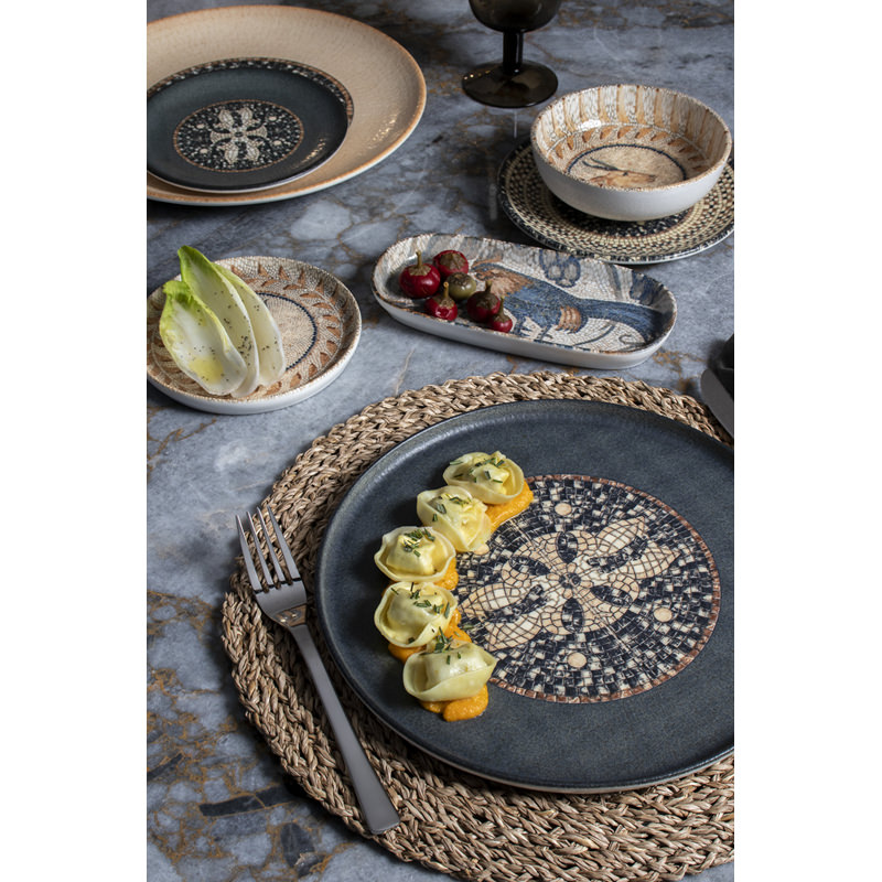 Тарелка для пиццы плоская Ø32см MESOPOTAMIA MOSAIC ANTHRACITE купить в ...